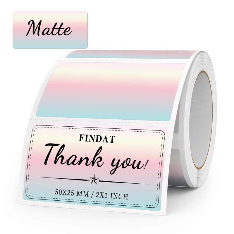 FINDAT Red Gradient Thermal Labels 50 x 25 mm Vinyl Rectangle Stickers ...