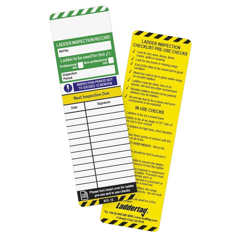 Scafftag by Brady Laddertag Status Insert Pack – 10 Safety Inserts for ...