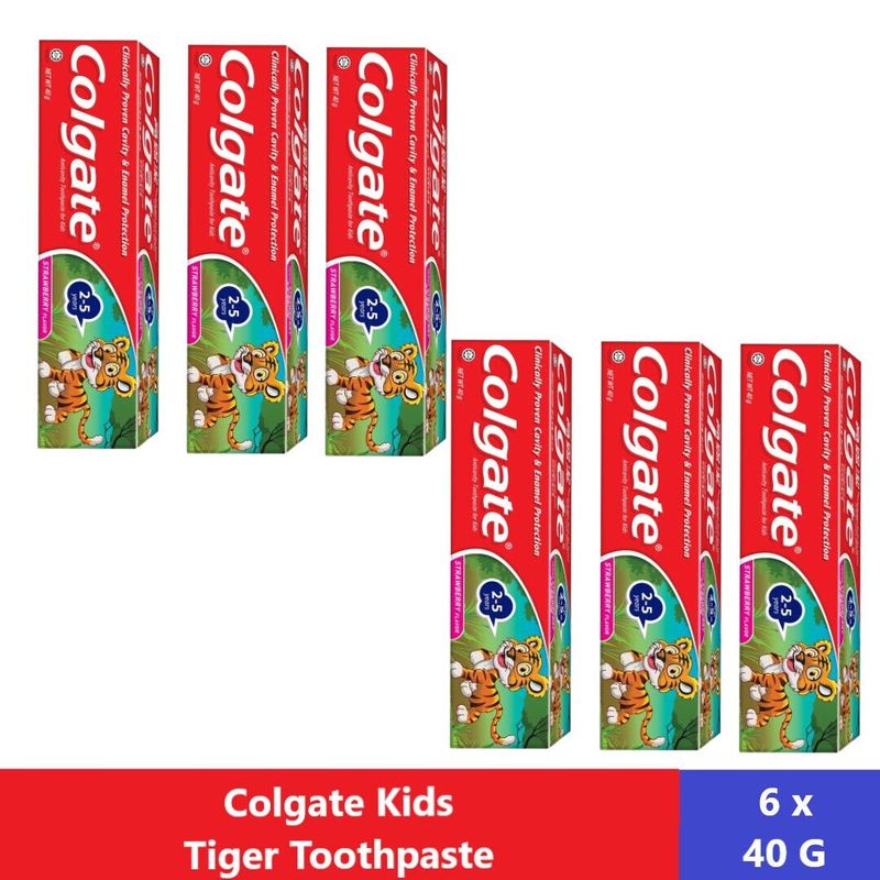 6 x Colgate Kids Tiger Toothpaste Clinically-proven Cavity & Enamel ...