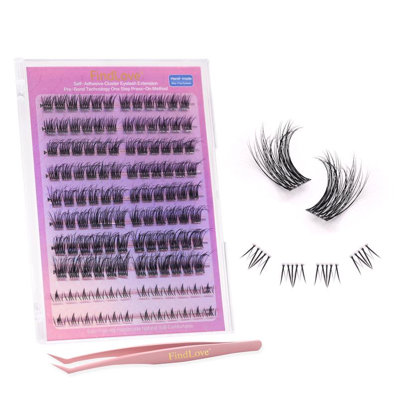 Self-Adhesive Cluster Eyelash Extensions with Bottom Lashes Fluffy Lash ...
