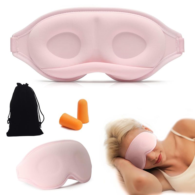 3D Contoured Sleep Mask - Blackout Eye Shade | Adjustable Strap | Night ...