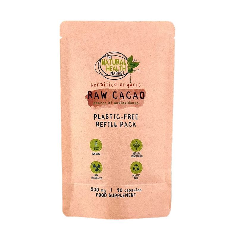 RAW Organic Cacao Capsules 425mg by The Natural Health Market | Vegan ...