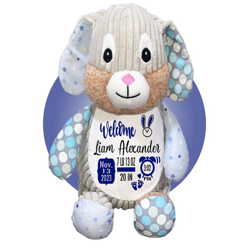 Personalized Birth Stat Stuffed Animal - Birth Announcement Starry ...