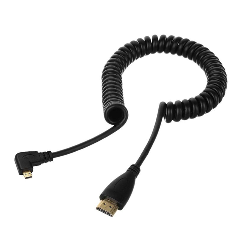Stretch Spring 90 Degree Left & Right Angle Micro HDMI to HDMI Male ...