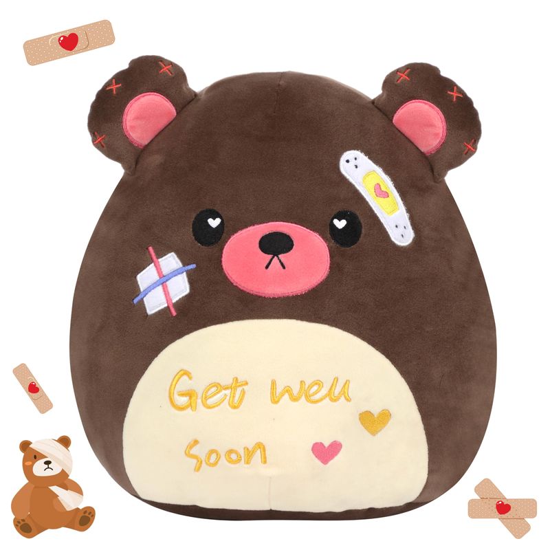 Easfan Get Well Soon Stuffed Bear Plush Pillow, Feel Better Injured ...