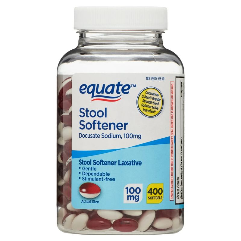 Equate Stool Softener Laxative Softgels for Constipation - 100 mg - 400 ...