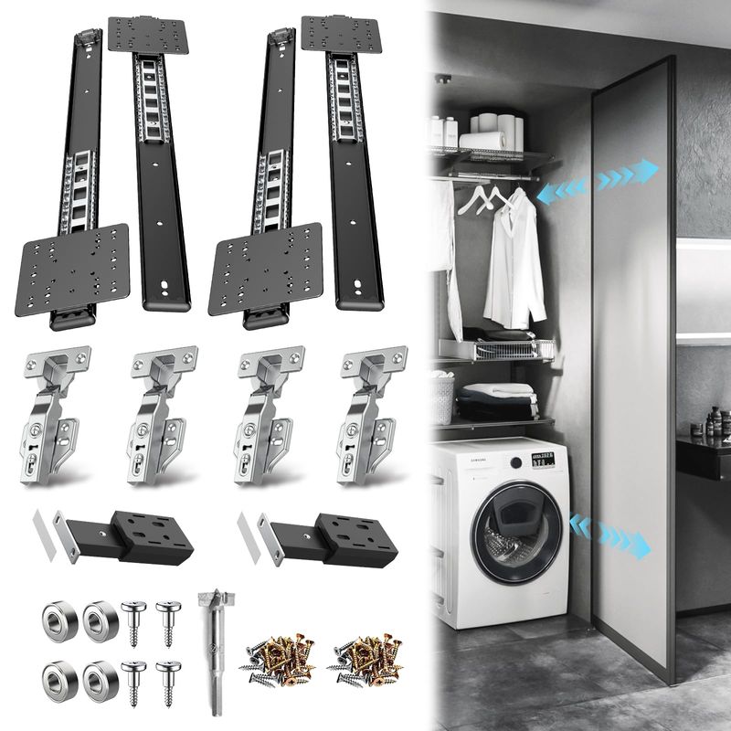 Pocket Door Slide, Pivot Door Slide Hardware Insert with Magnetic Push ...