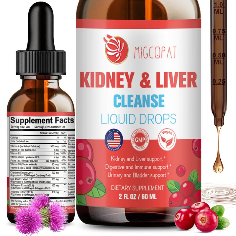 Kidney and Liver Cleanse Drops, Liver and Kidney Support Supplement ...