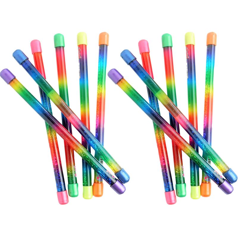 JA-RU Glitter Wand Girls Rainbow Baton Toy (12 Baton) 12 Inch Wand ...