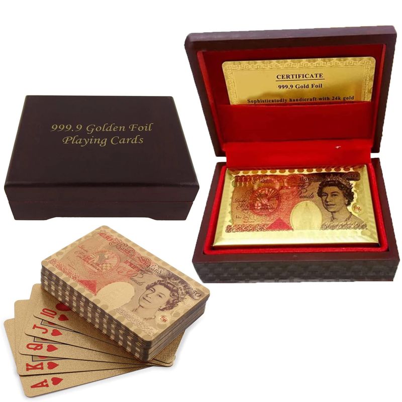 Glamified 50 Pound Playing Cards | 24k Carat Gold Plated Poker Cards ...