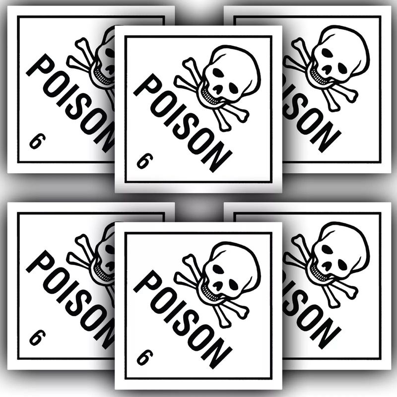 Hazard Chemical Label - 6 Poison Substance - Vinyl Sticker Label - 6 ...