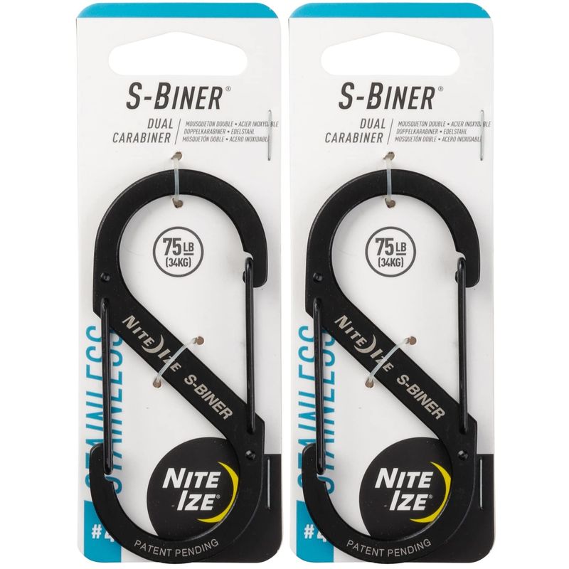 Nite Ize S-Biner Stainless Steel #4 Black Dual-Gated Carabiner Tool ...