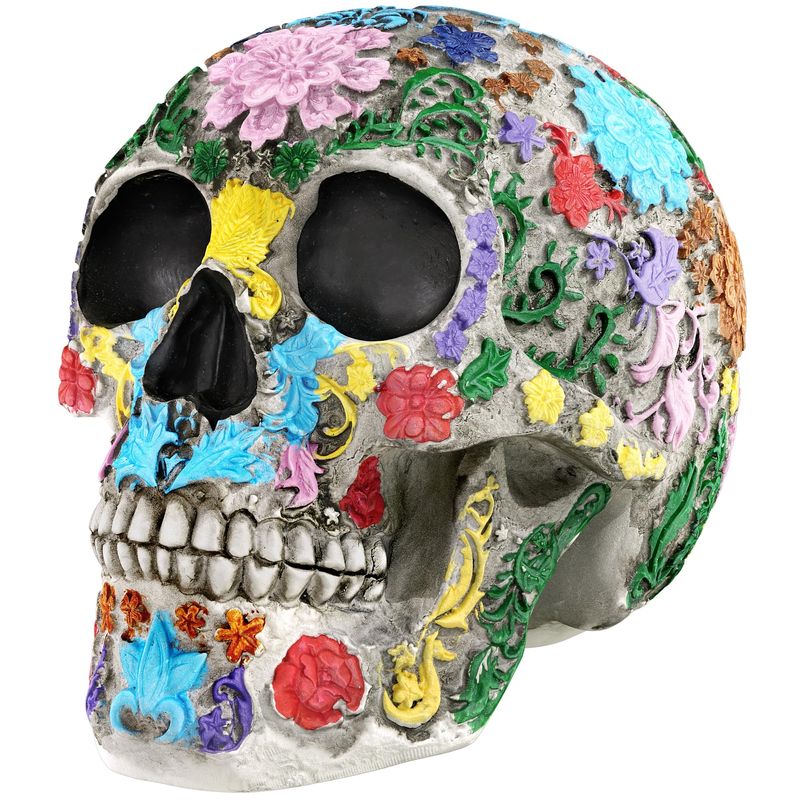 READAEER Life Size Skull Resin Colorful Floral Human Skull Model Adult ...