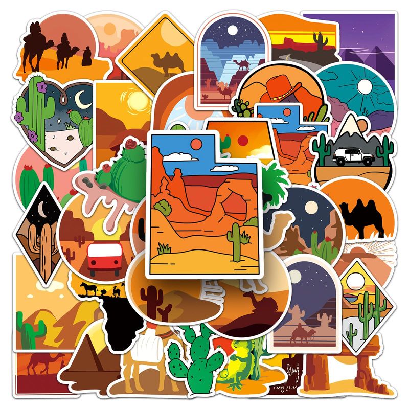 Desert Stickers 50 Pcs Waterproof kawaii Landscape Sticker for ...