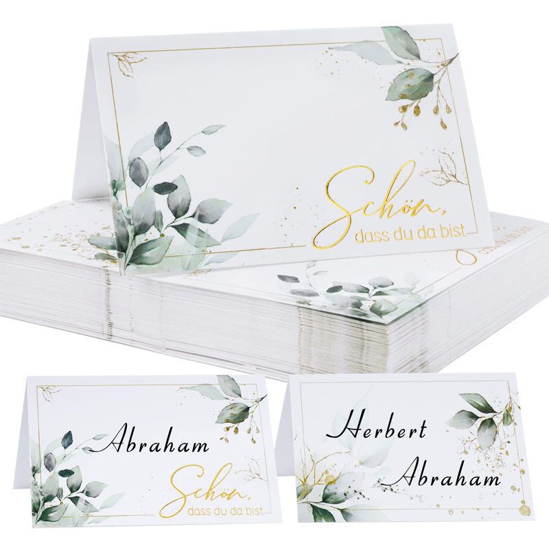 Pack of 50 Place Cards with Elegant Design Schön dass du da bist Table ...