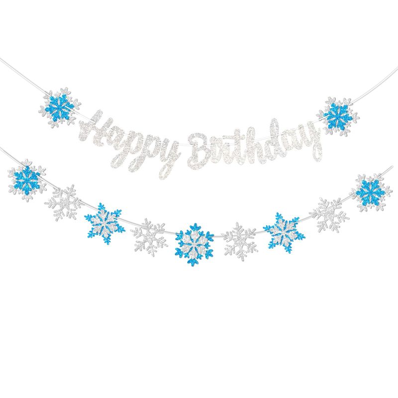 FHGG Frozen Snowflake Birthday Decorations Banner Snow Winter Glitter ...