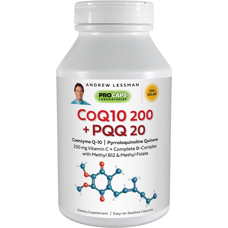ANDREW LESSMAN Coenzyme Q-10 200 Plus PQQ 20-60 Capsules – Maintains CoQ10 Levels, Optimum ...