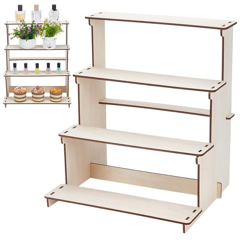 UNICRAFTALE 4-Tier White Straight Wooden Retail Table Display Stand ...