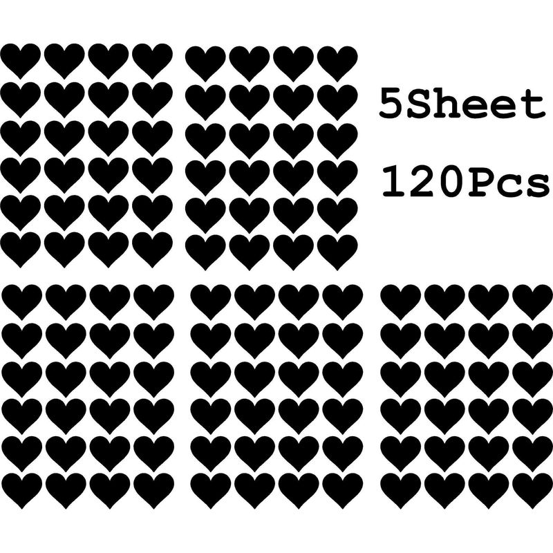 Black Heart Wall Decals – 120pcs Matte Heart Stickers + Easy to Peel ...