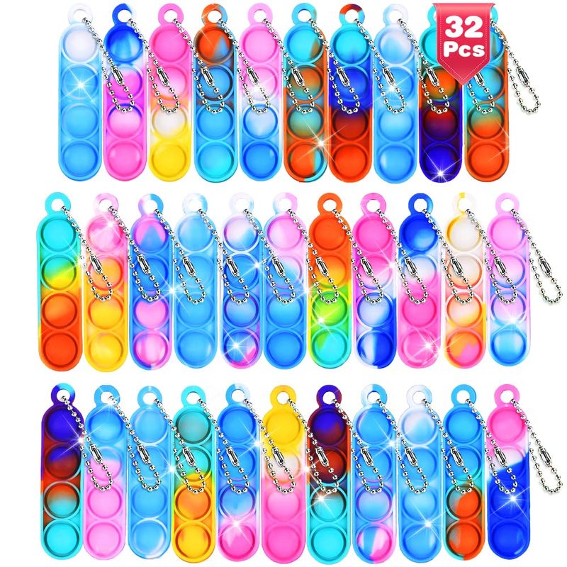 Ainiv Pop Push It Fidget Toy, Pack of 32 Mini Silicone Keychain Toys ...