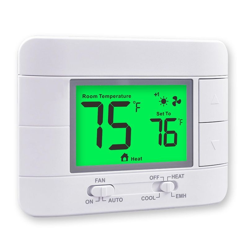 Non-Programmable Heat Pump Thermostat for House 2 Heat/1 Cool with ...