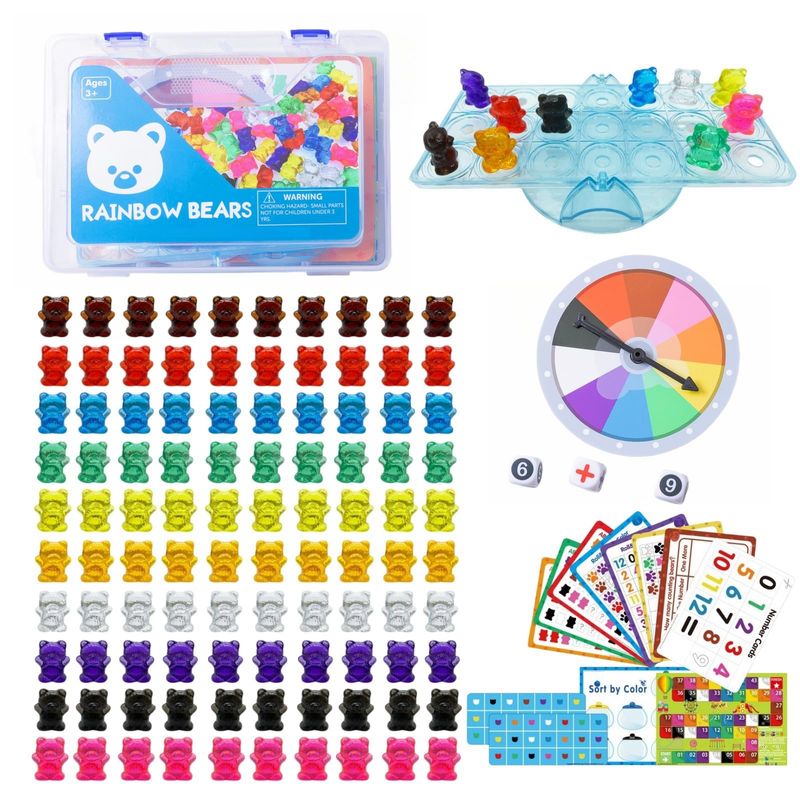 Odoorgames 100 Pcs Transparent Bear Counters, Counting Animal Matching ...