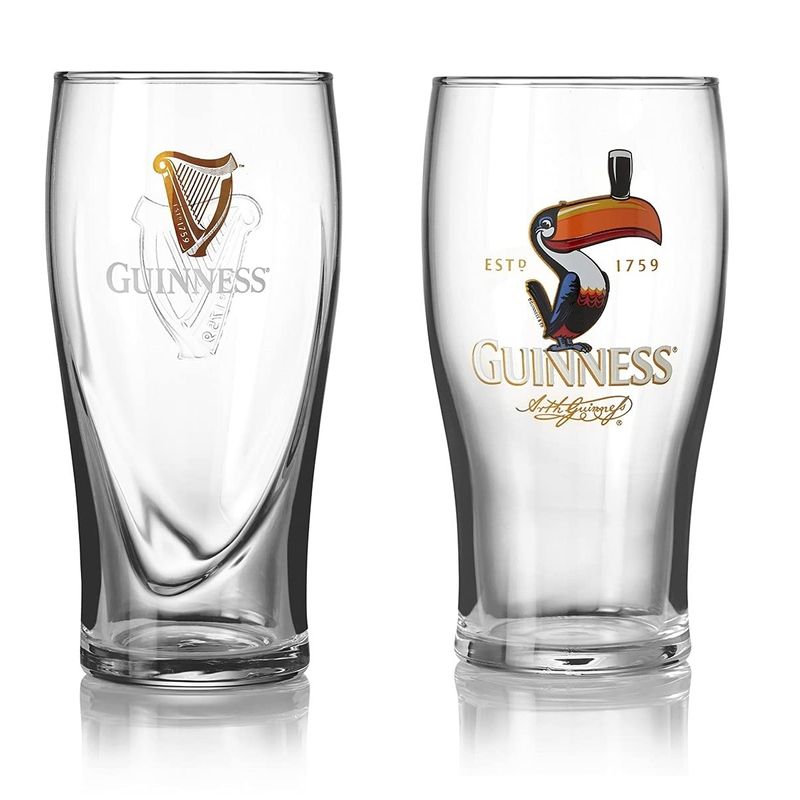 Guinness Official Merchandise Gravity and Toucan 2 Pack Pint Glasses ...