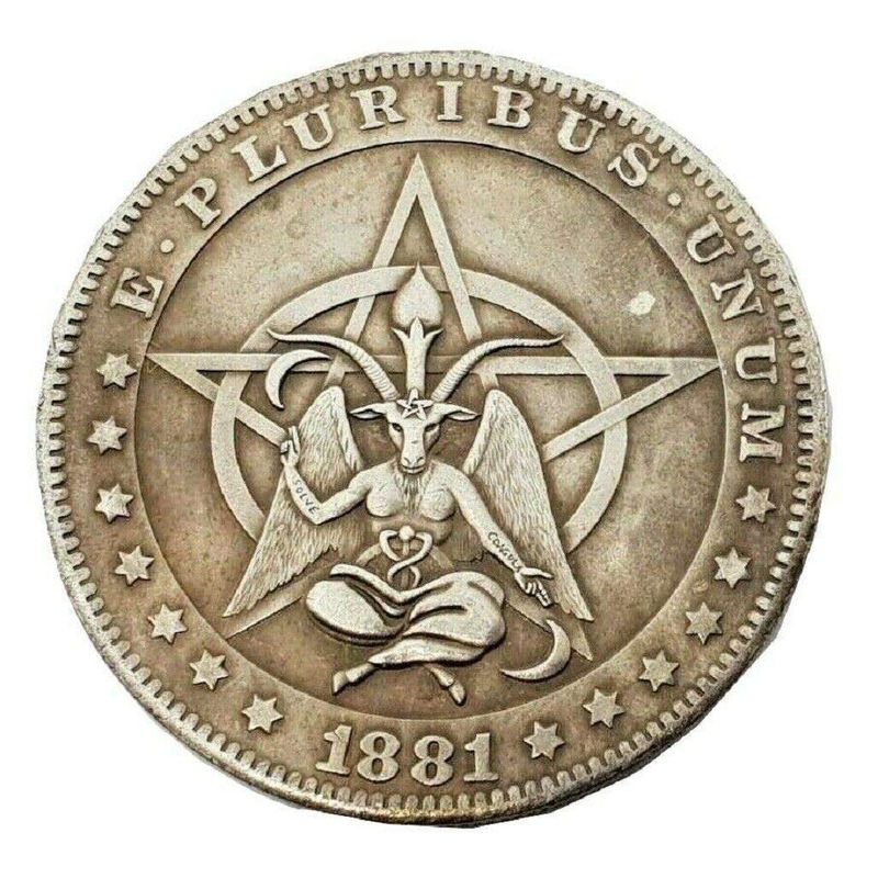 Eclectic Shop Uk Baphomet Devil Coin Fantasy Coin Pentacle and Devil ...