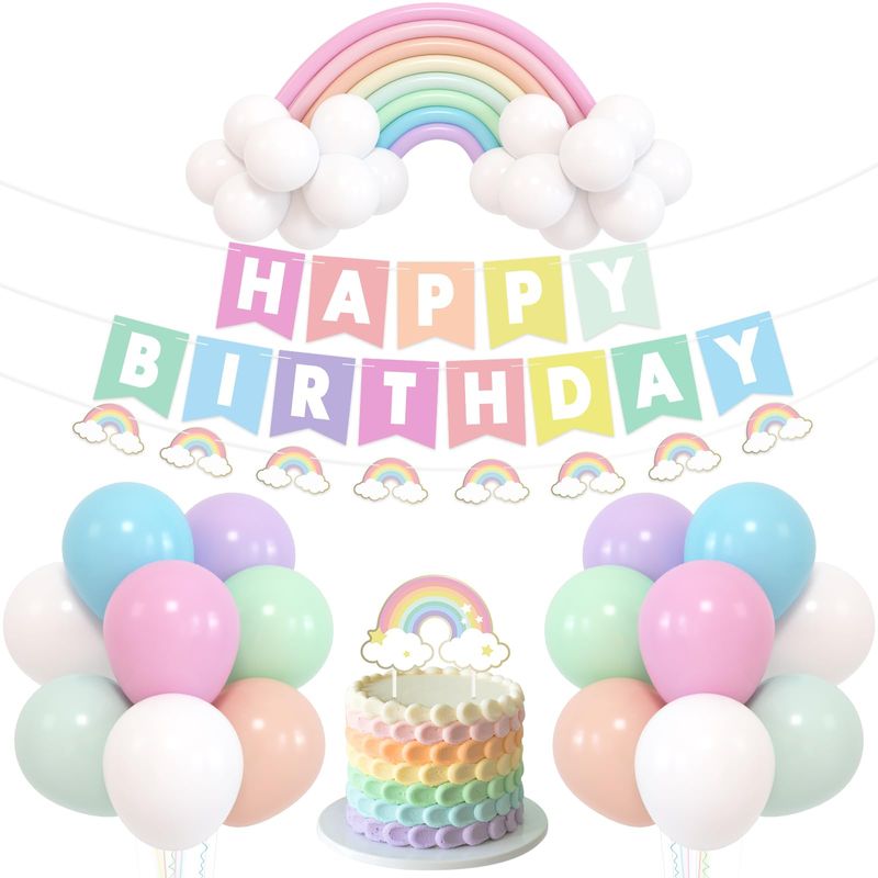 Pastel Rainbow Party Decoration Set Pastel Rainbow Themed Party Kit ...