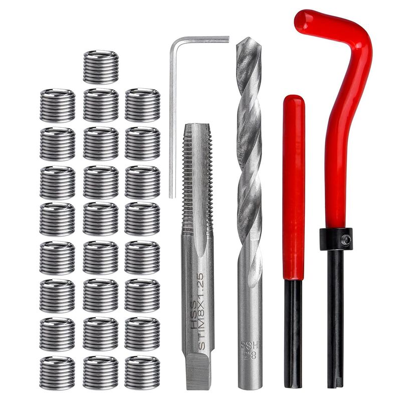 Gasea 30PCS M8 x 1.25mm Metric Thread Repair Insert Kit for Helicoil ...