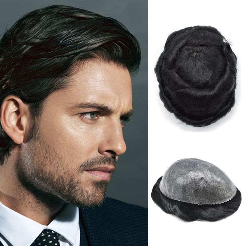 Hair Wonders Mens Toupee Men Hair System Full Poly Skin Mens Hairpiece ...