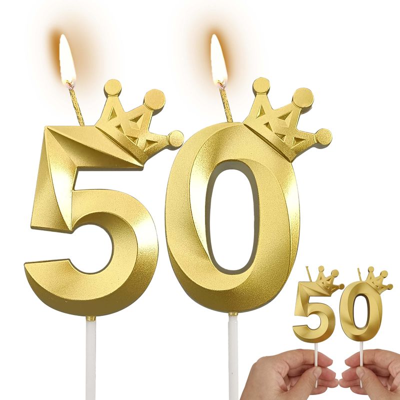 The Number 50 Gold Birthday Candles for Cake is Beautiful Number ...