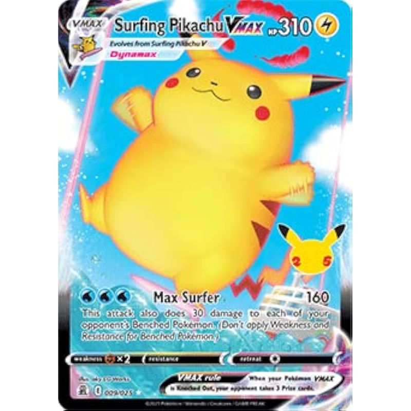 Pokemon Celebrations Surfing Pikachu VMAX, 25th Anniversary, Full Art ...
