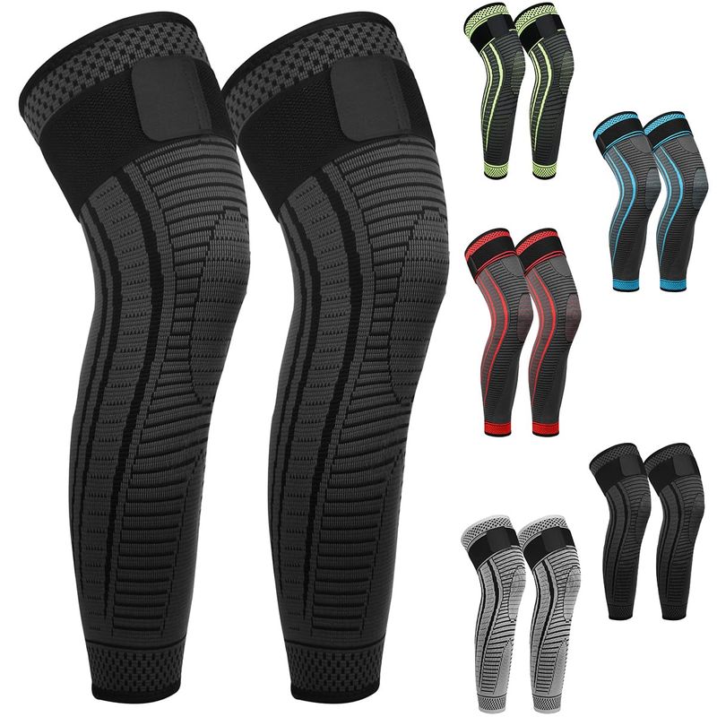 Full Leg Compression Sleeves 2 Pack anti Slip Ventilation Long Knee ...