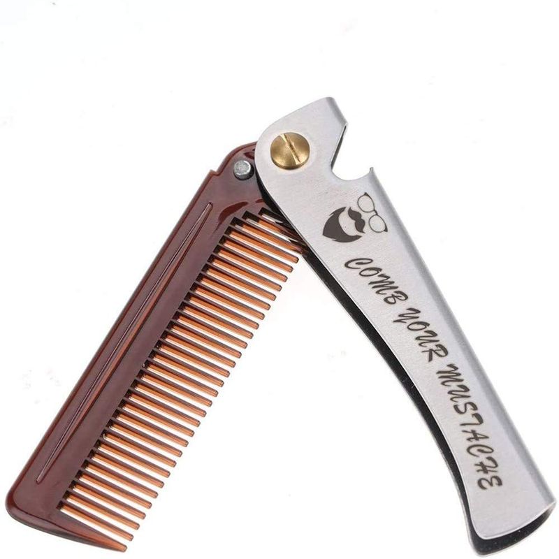 Hair&Beard Comb Stainless Steel Comb Moustache Shaping Comb Pocket ...