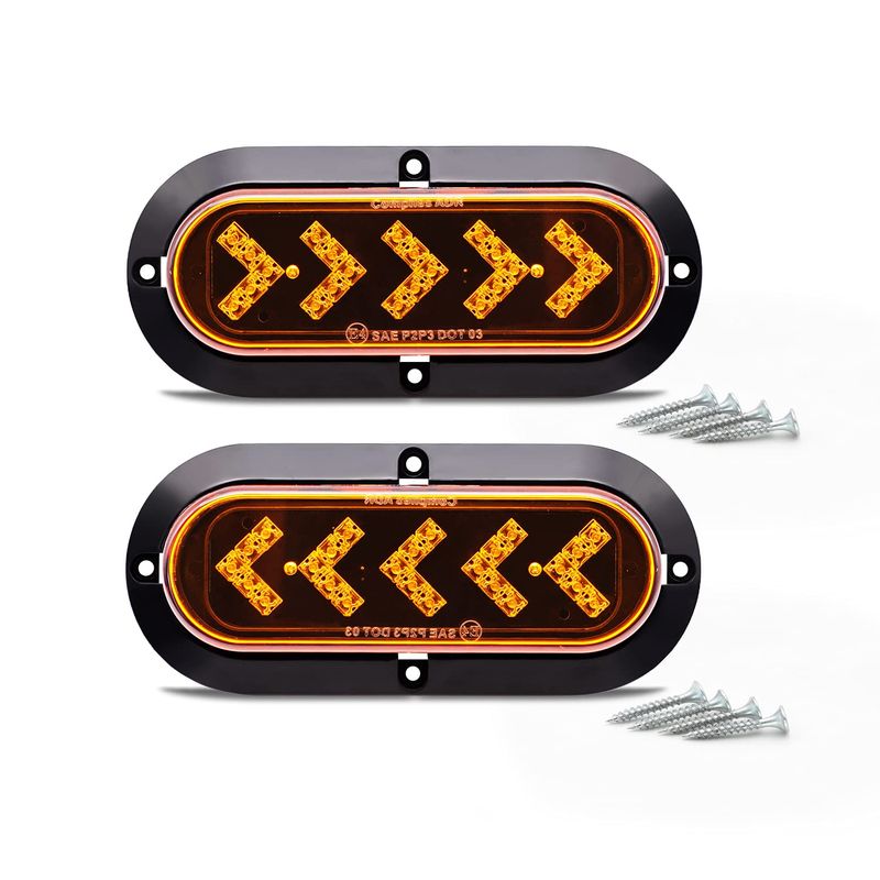 TMH (Pack of 2 6 Inch Oval ARROW Amber Light Turn Signal Tail Indicator ...