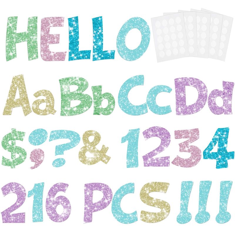 216 Pcs Glitter Bulletin Board Letters, Numbers and Punctuation ...