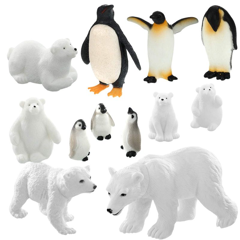 12 Pieces Realistic Polar Animal Figurines Arctic Polar Animal Figures ...
