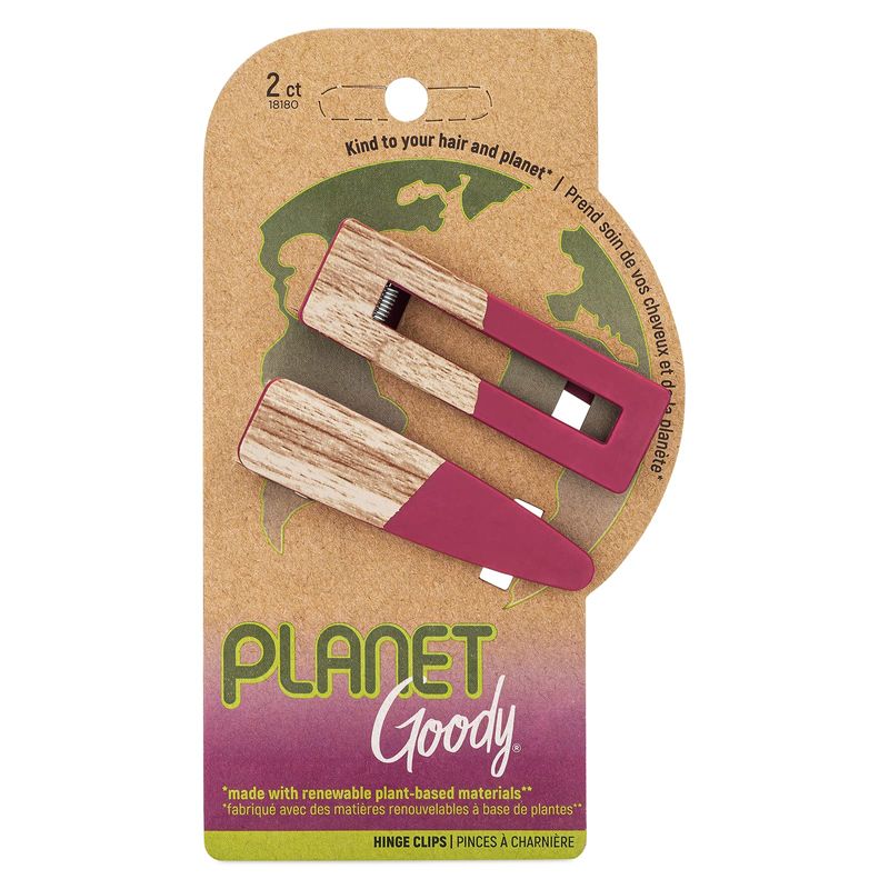 GOODY Planet Hinge Hair Clips - 2 Count,Maroon - Slideproof Grip to ...