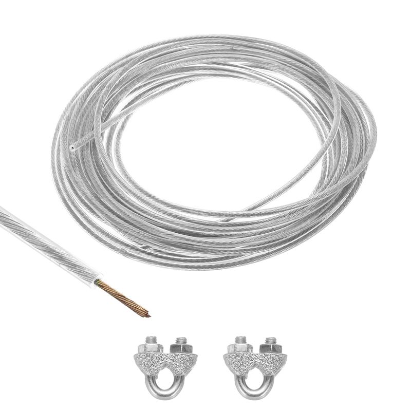 TOP-VIGOR 2.5mm Vinyl Coated Wire Rope, 6m / 20ft Galvanized Steel ...