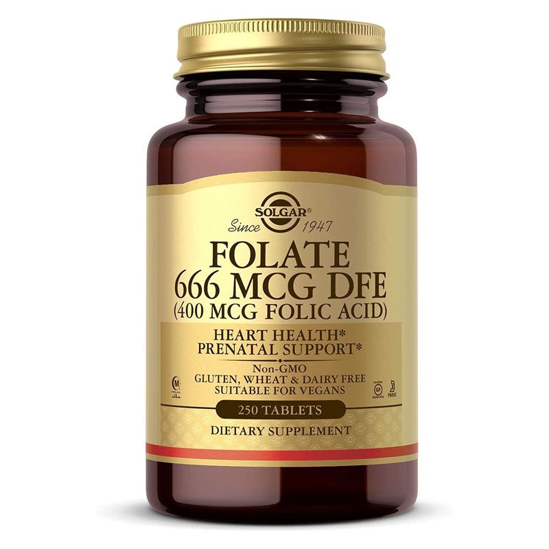 Solgar Folate 666 mcg DFE FOLIC ACID 400 mcg 250 Tablets - Online ...