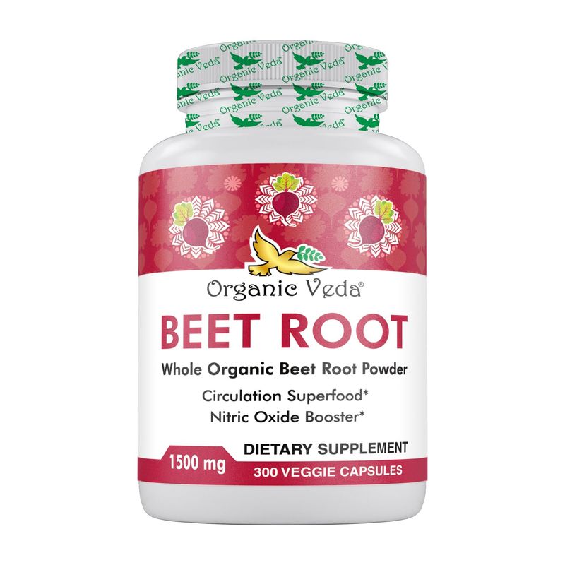 Organic Veda Beet Root Capsules 1500mg - 300 Beet Root Powder Capsules ...