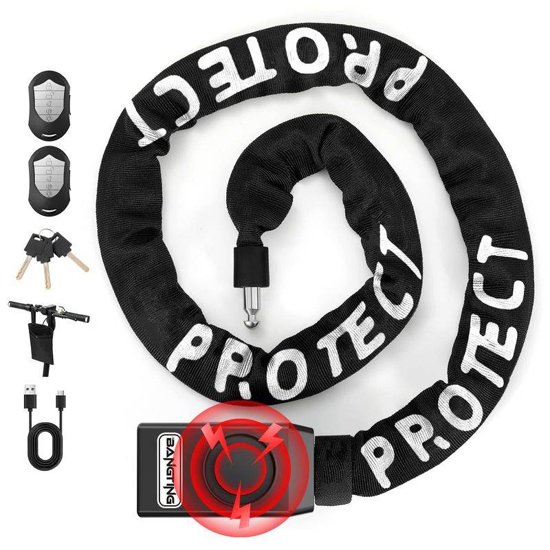 BANGTING Bike Chain Lock Heavy Duty with 110dB Alarm, Bicycle Lock ...