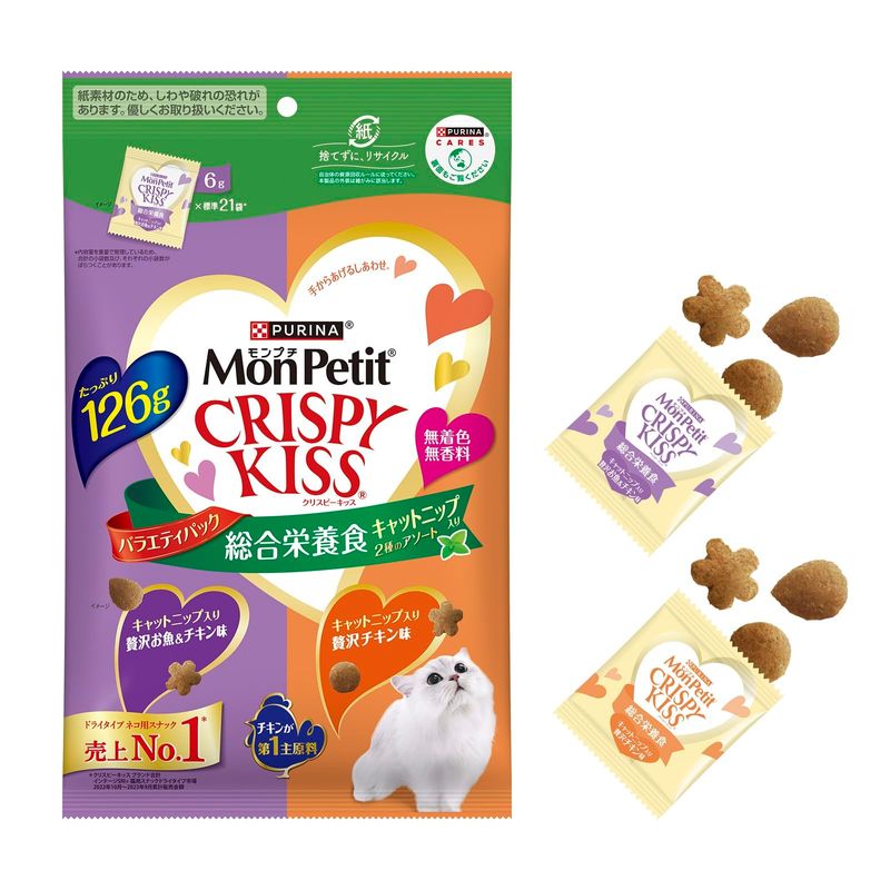 Monpuchi Crispy Kiss, Variety Pack for Cats, Includes Catnips, 2 Types ...