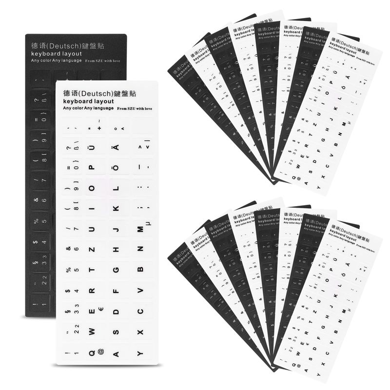 Pack of 16 German Keyboard Stickers, Replacement Laptop Stickers with ...
