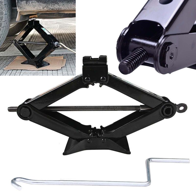 Rust-Proof Steel Scissor Jack 2 Tonne Ton Wind Up Lift Floor Jacks for ...