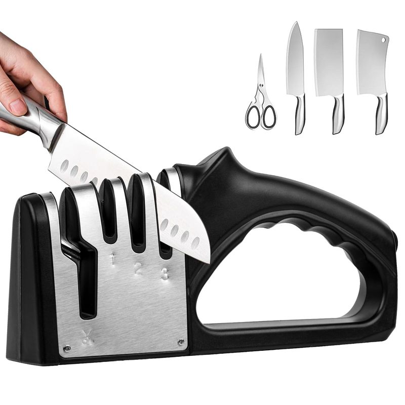 Wellehomi Manual Knife Sharpener, 4 in 1 Multi-Function Sharpener ...