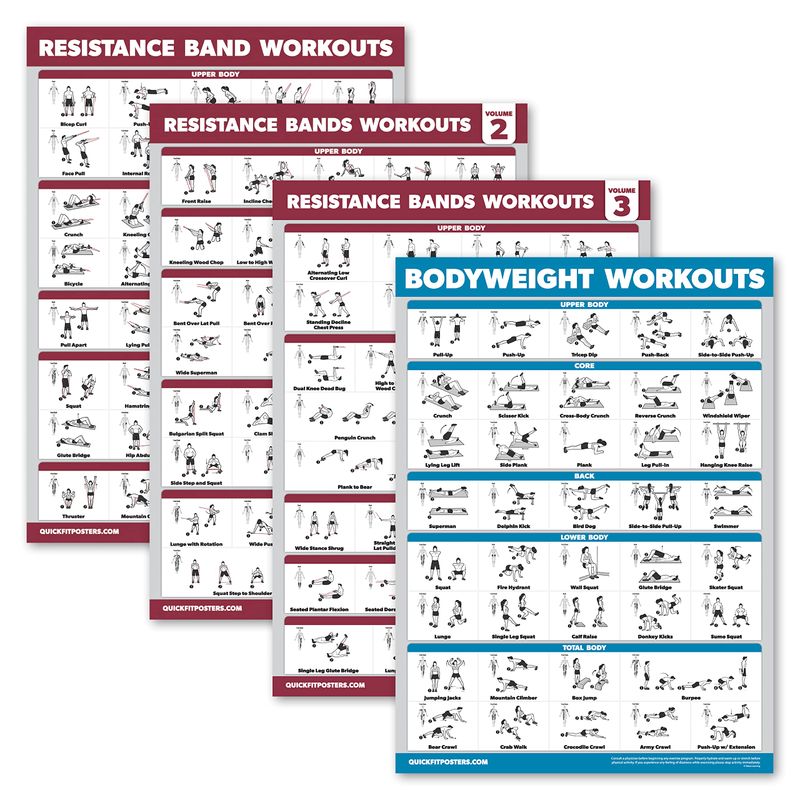 Palace Learning 4 Pack - Resistance Bands Workout Posters Volume 1, 2 ...
