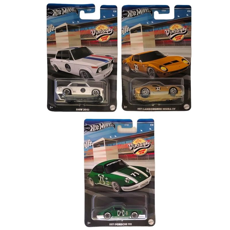 Hot Wheels 2024 Vintage Racing Club Set of 3 Diecast Vehicles from ...