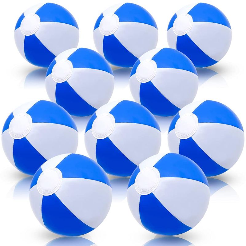 ArtCreativity Blue & White Beach Balls for Kids, Pack of 12, Inflatable ...